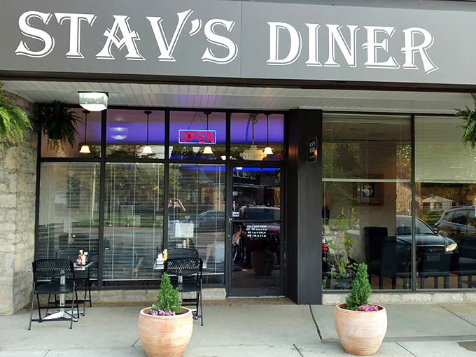 Stone-faced exterior, warm-hearted interior. Stav's Diner's modest storefront promises nothing but delivers everything a breakfast lover could dream of.