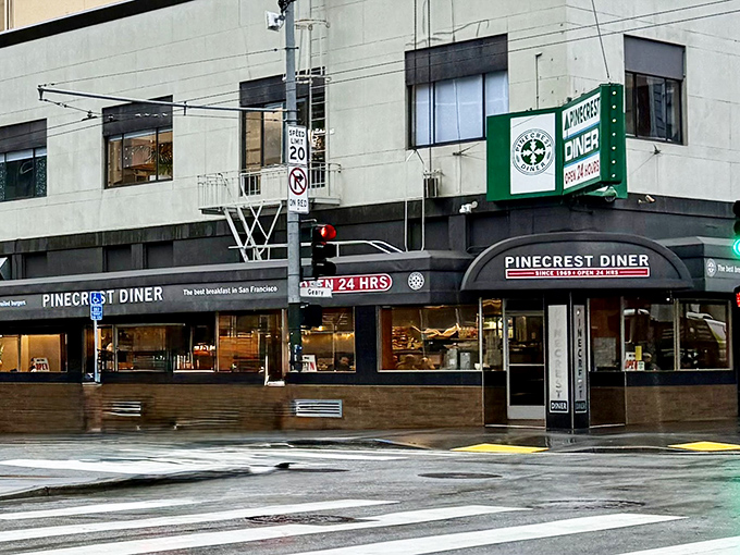 The glowing "OPEN 24 HRS" sign isn't just illuminating the street&mdash;it's a beacon of hope for hungry night owls and early birds alike.