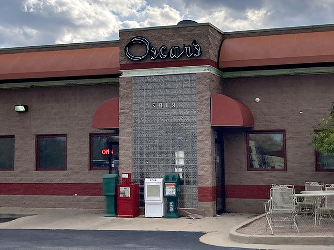 The modest brick exterior of Oscar's Classic Diner belies the breakfast paradise waiting inside. Those red awnings are basically a superhero cape for hungry Missourians.