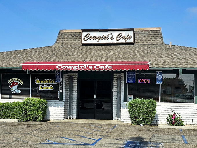 The unassuming exterior of Cowgirl's Cafe proves once again that the best breakfast spots often hide behind modest facades. No frills, just thrills for your taste buds.
