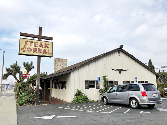 That weathered Western facade might fool you, but inside lies California's most legendary steak sandwich secret.