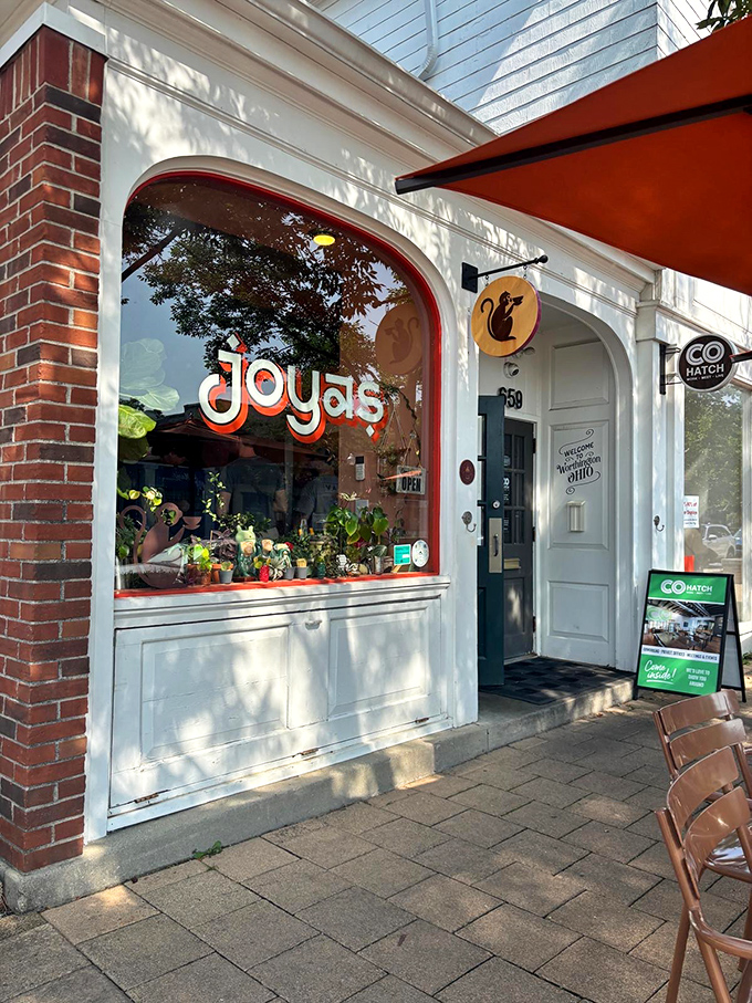Joya's charming brick exterior beckons from Worthington's historic district, promising culinary adventures behind that distinctive orange logo.