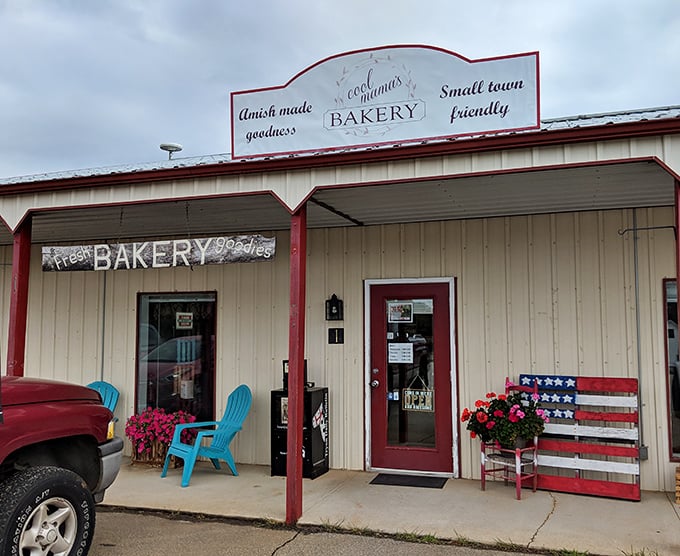 The unassuming exterior of Martha's Amish Bakery belies the culinary treasures within. Like finding a Broadway show in a barn, the surprises await inside.