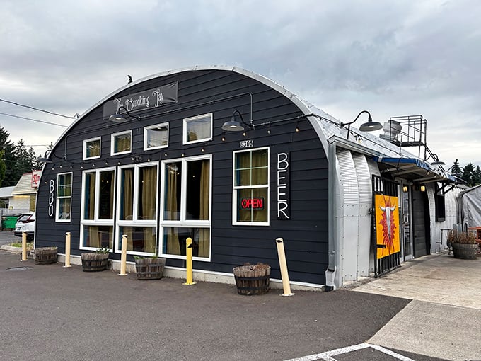 The Quonset hut architecture of The Smoking Jay isn't just distinctive—it's a promise that what's inside isn't your average strip mall barbecue experience.