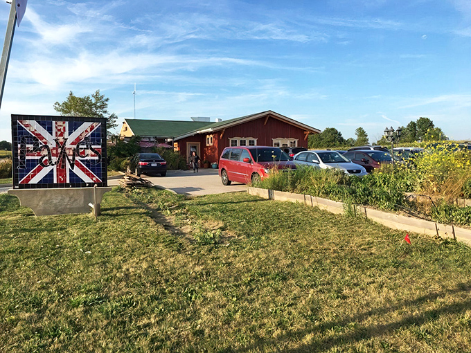 The British invasion has landed in Gas City! A rustic red building with a Union Jack sign promises culinary adventures far from London but close to home.
