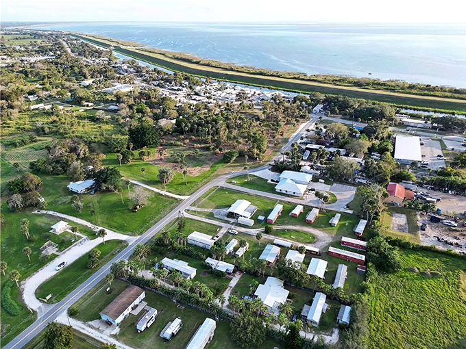 Okeechobee from above looks like someone spilled a perfect little town right next to Florida's liquid heart. Affordable paradise with room to breathe.