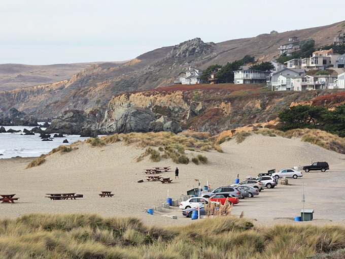Aerial dreams come true! Dillon Beach nestles between golden hills and the vast Pacific, like California's version of a perfect sandwich.