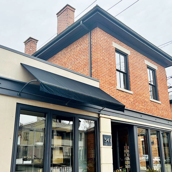 The brick façade of Pistacia Vera stands like a delicious sentinel in Columbus' German Village, those lime-green tables practically begging you to sit and stay awhile.