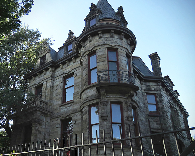 The Franklin Castle's imposing stone turrets and Gothic architecture make it look like Dracula's vacation home in the heart of Cleveland's Ohio City neighborhood.