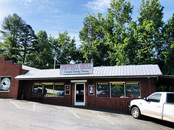 The unassuming exterior of Foothill Grill beckons with its "Casual Family Dining" promise &ndash; a humble facade hiding breakfast treasures worth the drive.