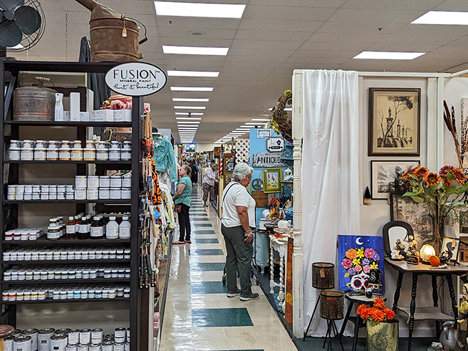 The stately facade of Antique Trove beckons with its elegant columns and distinctive green awning&mdash;architectural foreplay for the treasure hunt that awaits inside.