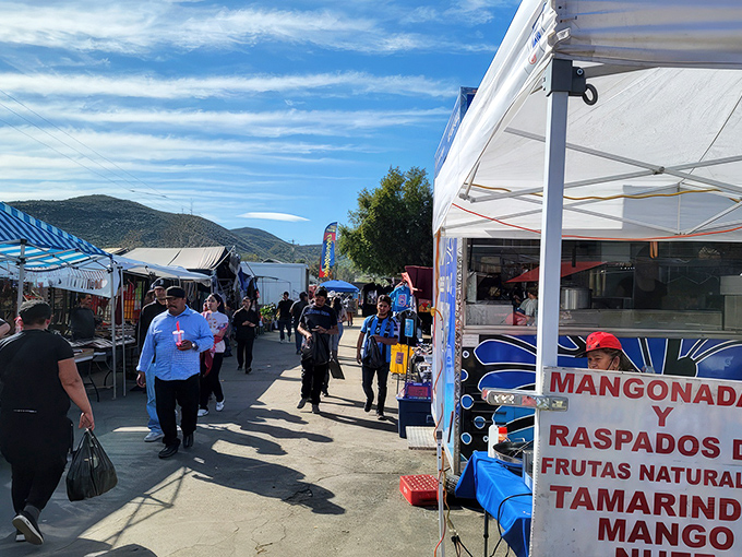 The bustling aisles of Winchester Swap Meet on a perfect Southern California day. Treasure hunting begins where the mountains meet the marketplace.