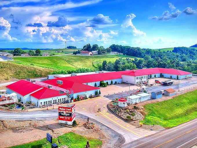 Those iconic red roofs against Ohio's rolling countryside aren't just eye-catching&mdash;they're practically a beacon for bargain hunters seeking treasure in Amish Country.
