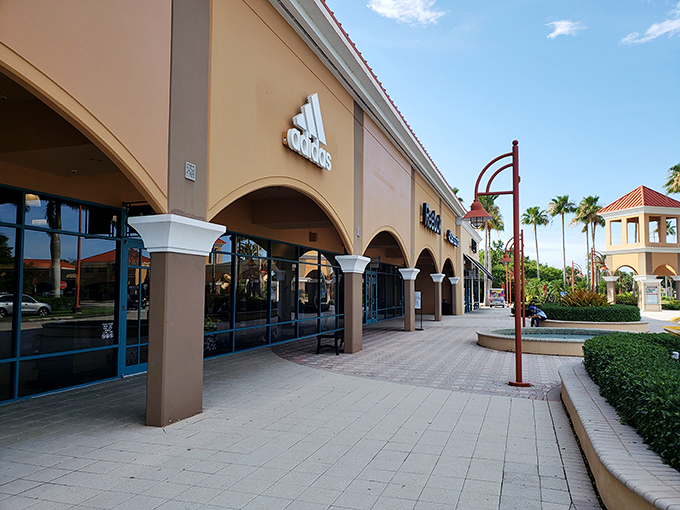The Spanish-style architecture of Vero Beach Outlets houses retail treasures like Coach and Brooks Brothers, where your wallet gets a Florida vacation too.