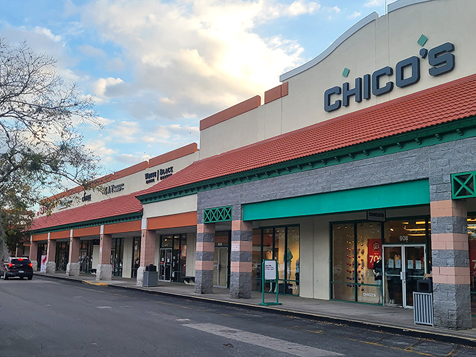 The Spanish-inspired architecture of St. Augustine Premium Outlets welcomes bargain hunters with the promise of retail therapy under Florida's endless blue skies.