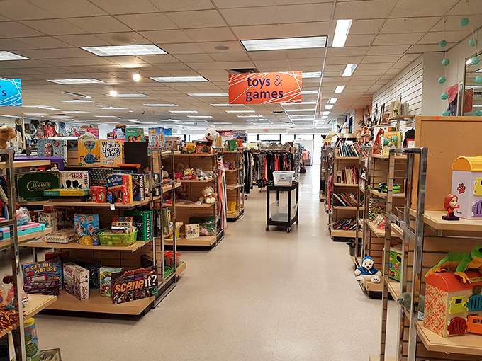 The colorful storefront of Common Threads beckons like a treasure chest waiting to be opened, promising affordable adventures within its walls.