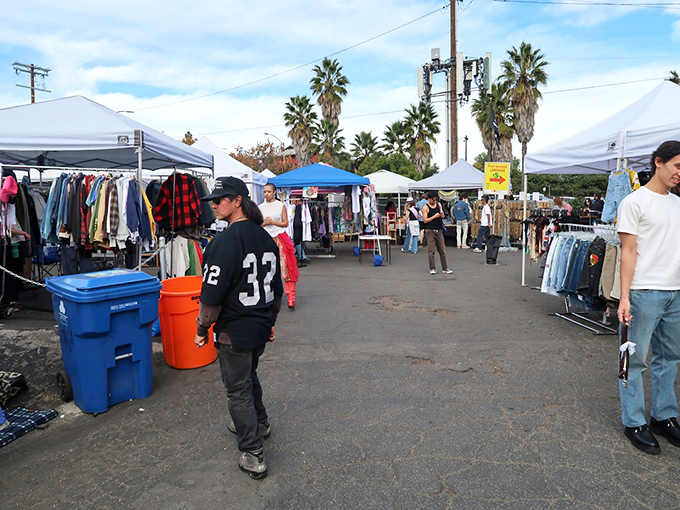 Saturday mornings transform this ordinary parking lot into a treasure hunter's paradise where anything goes.