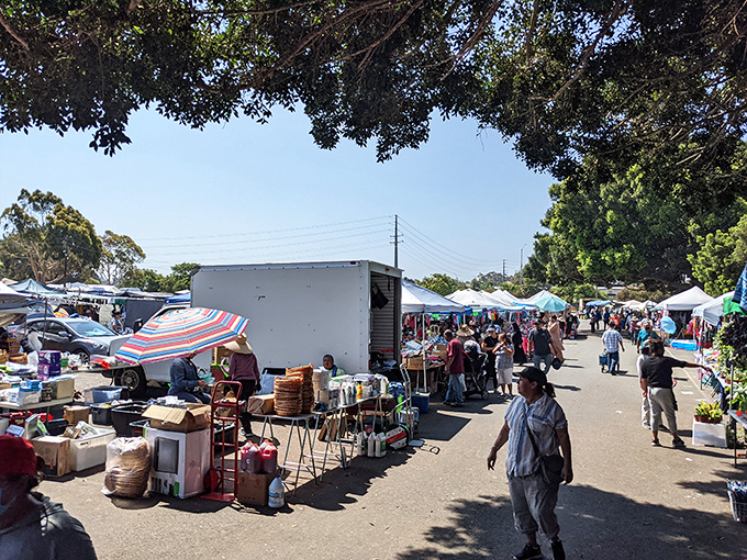 The National City Swap Meet spreads before you like a treasure hunter's dream come true under California skies.
