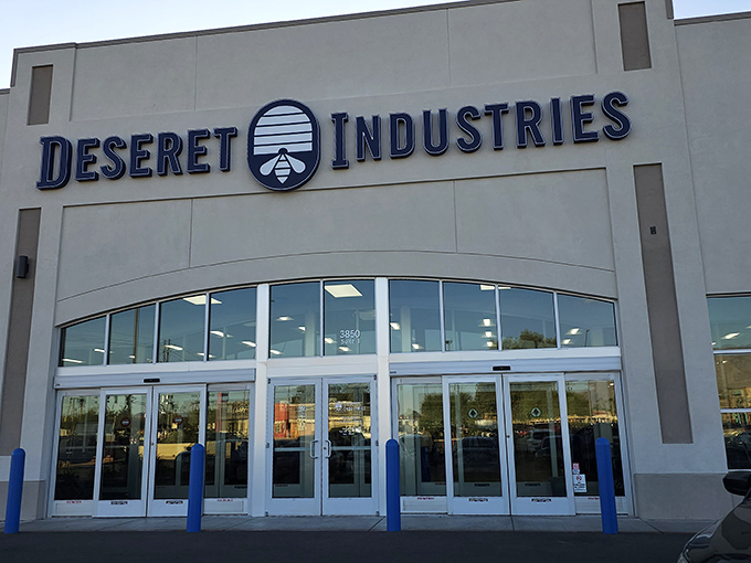 The modern facade of Deseret Industries beckons like a siren song to bargain hunters. Behind those doors? A wonderland of secondhand treasures awaits.