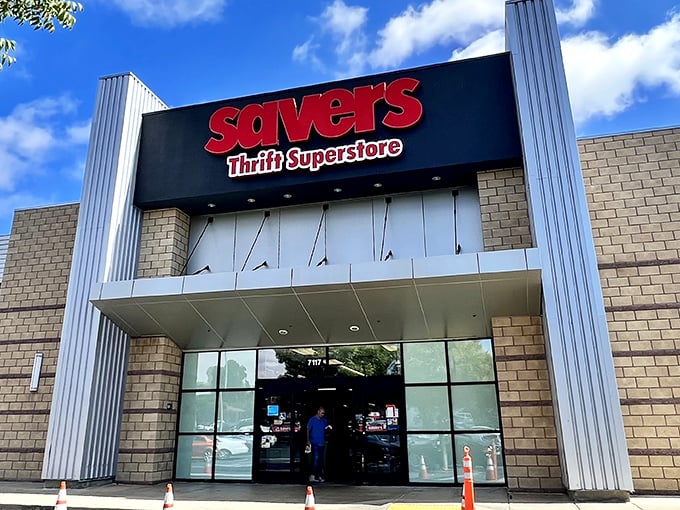 That familiar red sign promises retail therapy without the guilt of full-price shopping.