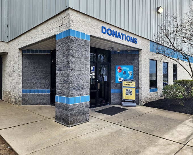 The unassuming entrance to treasure-hunting paradise. Behind these blue-trimmed doors, Delaware's most determined bargain seekers begin their quest.