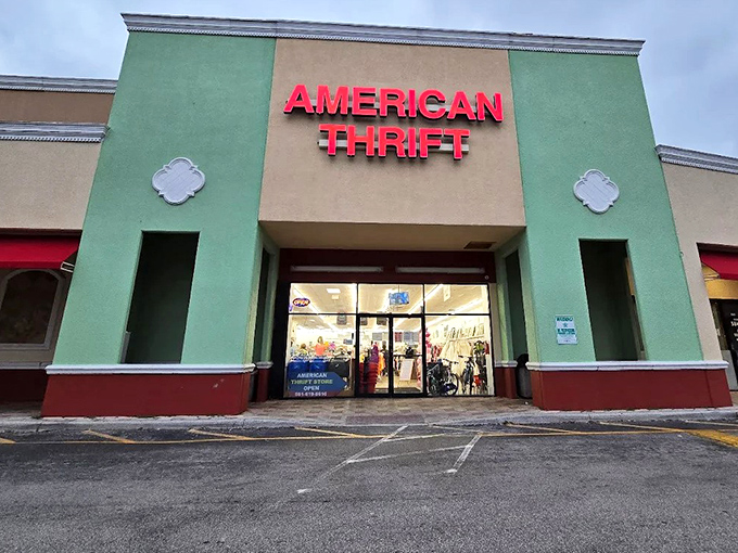 That mint green and terra cotta exterior promises treasure hunting adventures that your credit card will actually appreciate.