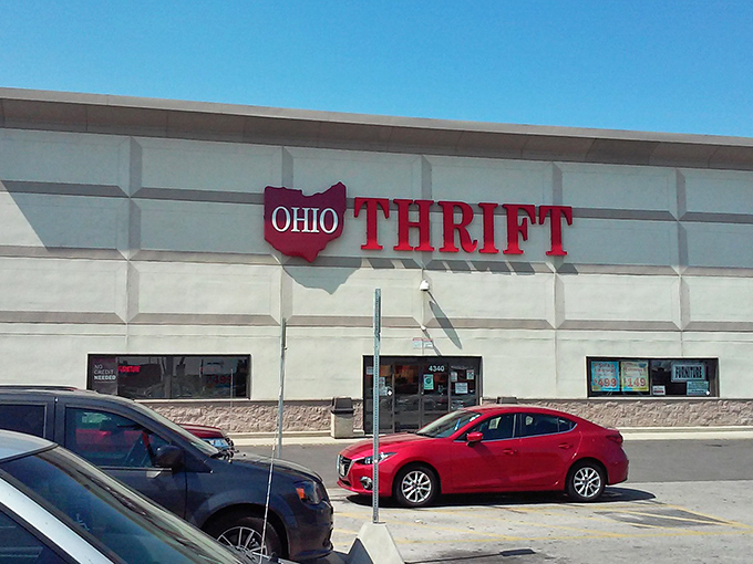 The unassuming exterior of Ohio Thrift belies the treasure trove within. Like a budget-friendly TARDIS, it's much bigger on the inside.