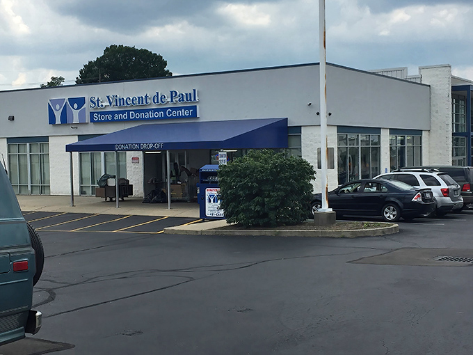 The unassuming exterior of St. Vincent de Paul belies the treasure trove within—like finding a gourmet meal at what looks like a greasy spoon.