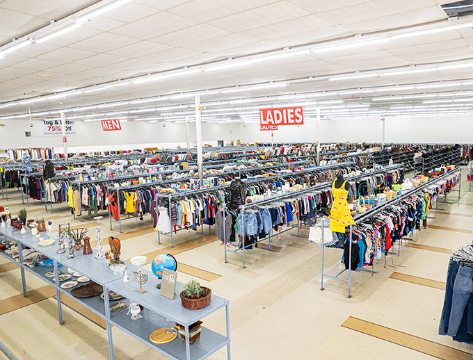 The red letters spell out treasure hunting paradise where every visit promises new discoveries.