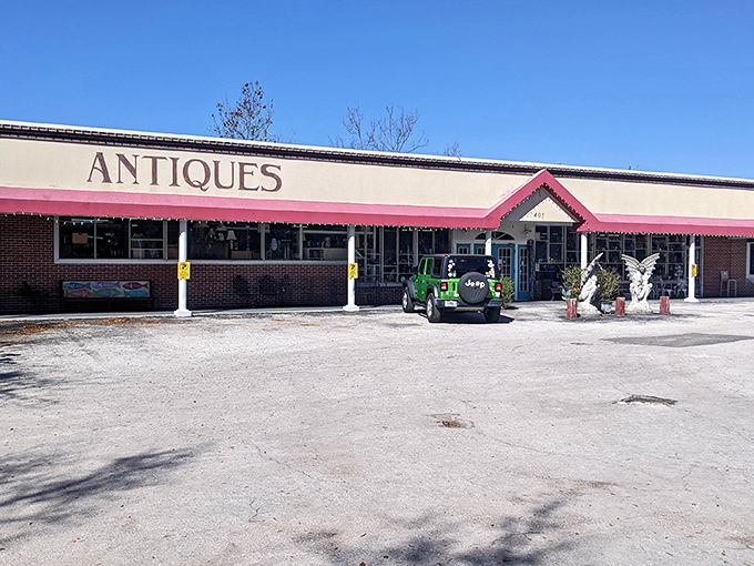 The unassuming exterior of Village Antique Mall proves that judging a book by its cover is the worst antiquing strategy ever invented.