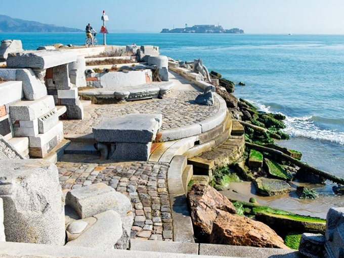 Stone meets sea in this otherworldly acoustic playground where repurposed cemetery marble creates nature's most unusual concert hall.