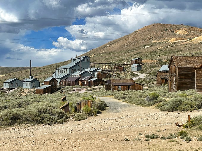 Bodie spreads across the high desert like a forgotten movie set, complete with cemetery gates and endless stories.
