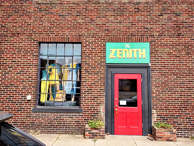 That turquoise sign against brick is like finding a peacock in a hen house&mdash;The Zenith announces itself with mid-century flair that promises something wonderfully different inside.