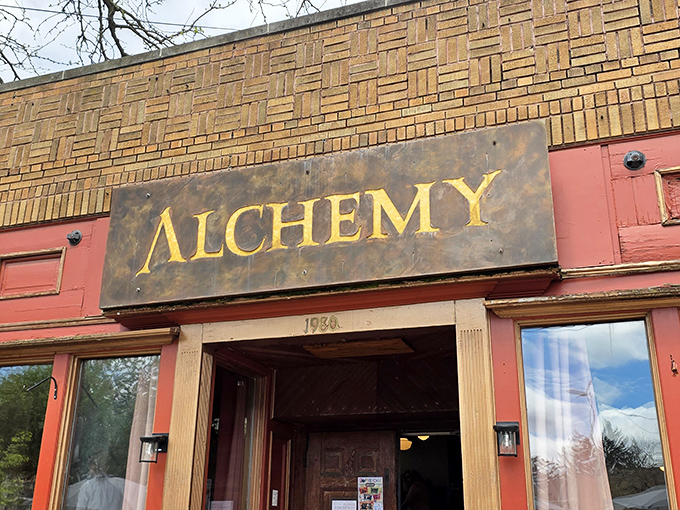 The weathered brick and vintage signage of Alchemy's exterior isn't just Instagram-worthy&mdash;it's a promise that something authentic awaits inside.