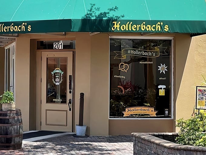 Hollerbach's charming exterior welcomes you to a slice of Bavaria nestled in historic downtown Sanford, complete with brick streets and old-world charm.
