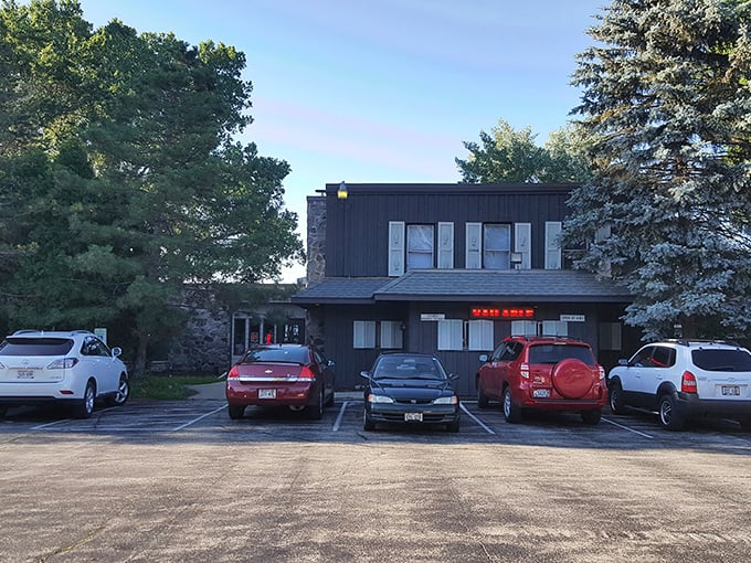 The unassuming exterior of Waller's on the Lake plays it cool, like that friend who downplays their lakefront property until you step inside.