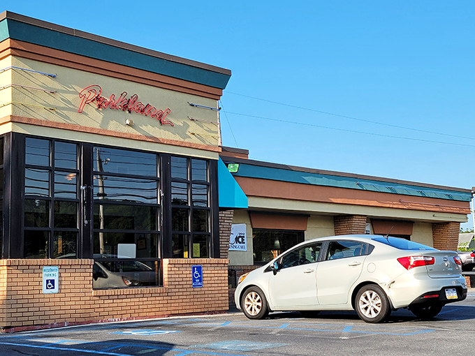 The unassuming brick exterior of Parkland Restaurant stands like a beacon of breakfast hope against the Pennsylvania sky. No fancy frills, just honest food awaits.