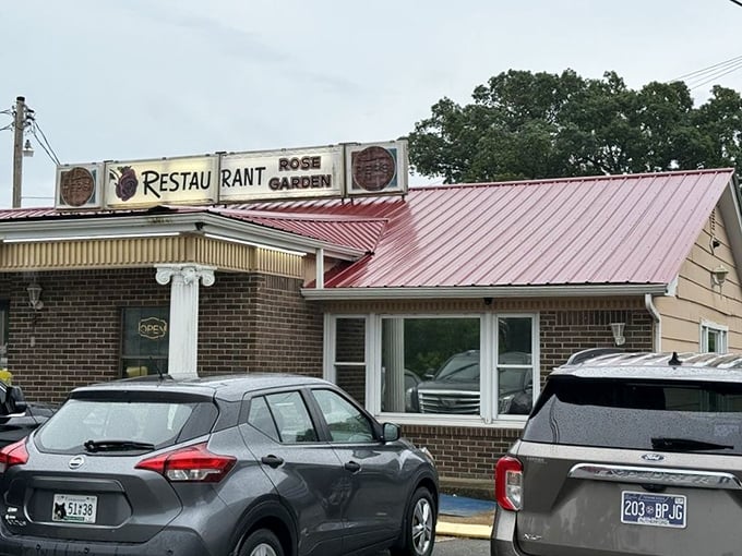 The unassuming brick exterior of Rose Garden Restaurant stands as a beacon of breakfast hope along the Tennessee highway&mdash;no fancy frills, just honest food awaiting inside.