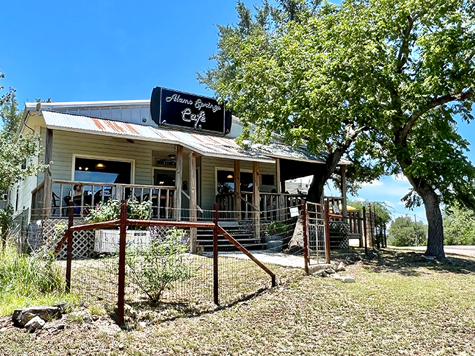 The unassuming red exterior of Alamo Springs Caf&eacute; stands like a burger beacon in the Hill Country wilderness. Texas food pilgrims know: appearances can be deliciously deceiving.