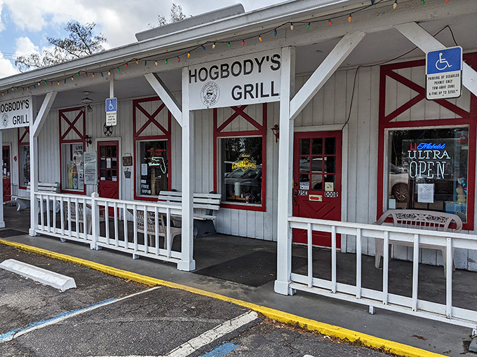 The unassuming white exterior with barn-red accents promises no frills, just thrills for your taste buds. Florida's hidden gems often come in modest packages.