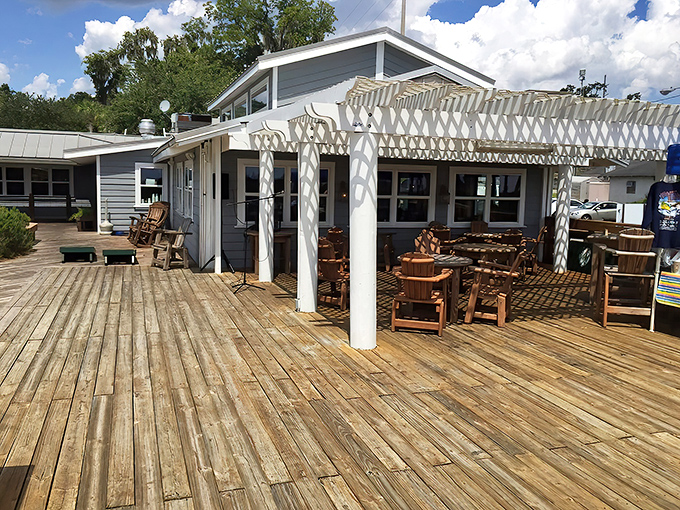 Waterfront dining at its most authentic&mdash;weathered wooden decks, Adirondack chairs, and a coastal breeze that seasons every bite better than salt.