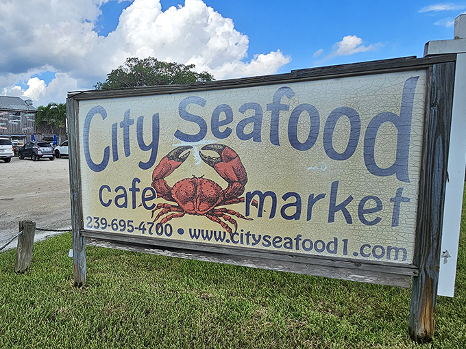 The weathered wooden exterior of City Seafood tells you everything you need to know&mdash;this place is about substance over style, and those colorful picnic tables promise a good time.