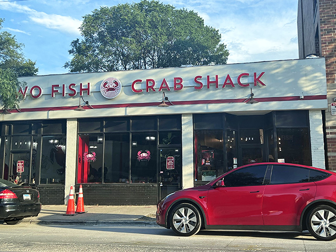The unassuming storefront of Two Fish Crab Shack stands like a seafood beacon in Chicago, promising treasures that would make Neptune himself jealous.