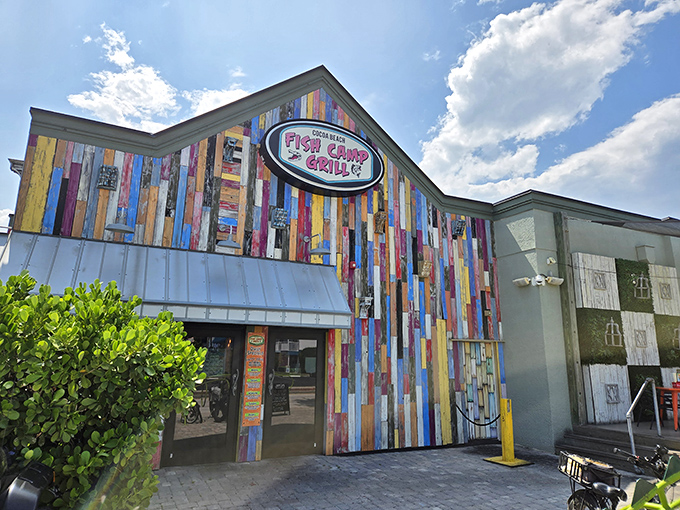 The giant fishing reel mounted on the exterior isn't just for show&mdash;it's a promise of the authentic Florida experience waiting inside.