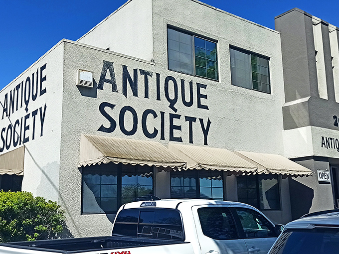 The unassuming exterior of Antique Society belies the wonderland of treasures within. Like a time machine disguised as a building in Sebastopol.