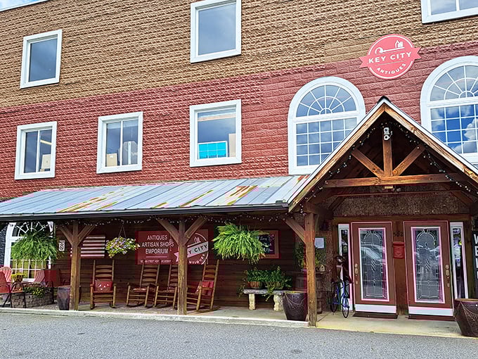 The welcoming red brick fa&ccedil;ade of Key City Antiques invites you in like a warm hug from your favorite aunt who always saves the good stuff for you.