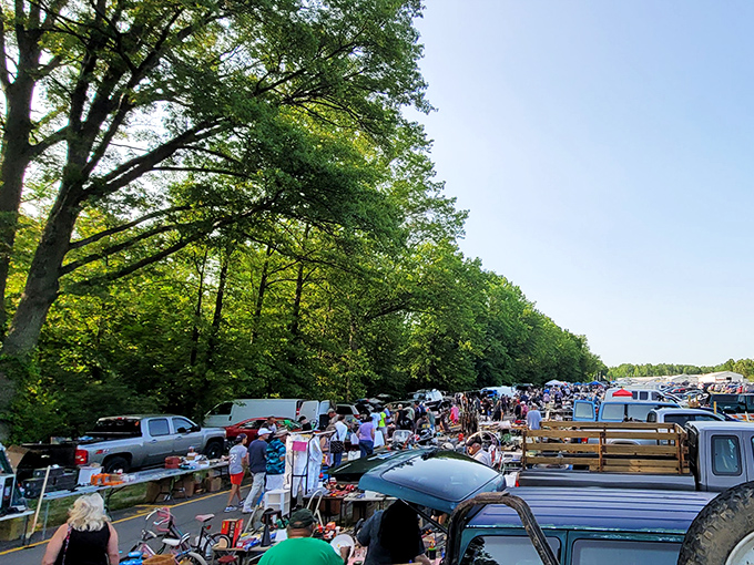 The treasure hunt begins! Outdoor vendors line the pathways at Jamie's Flea Market, where one person's castoffs become another's prized discoveries.