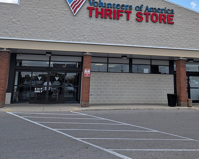 The unassuming exterior hides a treasure trove within. Like finding a secret passage in your own hometown, this thrift wonderland awaits the curious bargain hunter.