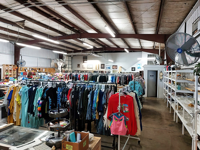 The unassuming white exterior of Thrift on 46 hides a treasure trove within, like a paperback novel with an understated cover but brilliant story.