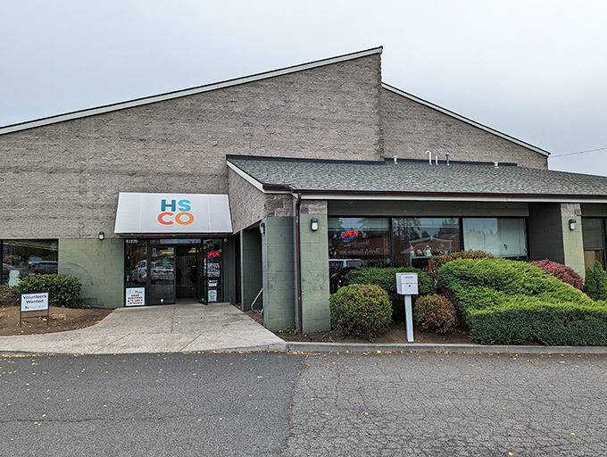 The unassuming exterior of the Humane Society Thrift Store hides a treasure trove within. Like a secondhand Narnia, this Bend landmark promises adventures beyond its modest facade.